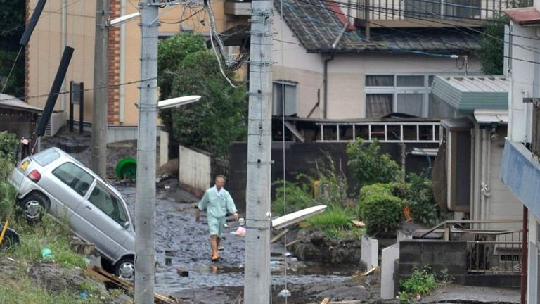 Japan Floods Thousands Cut Off As Toll Rises World News Sky News